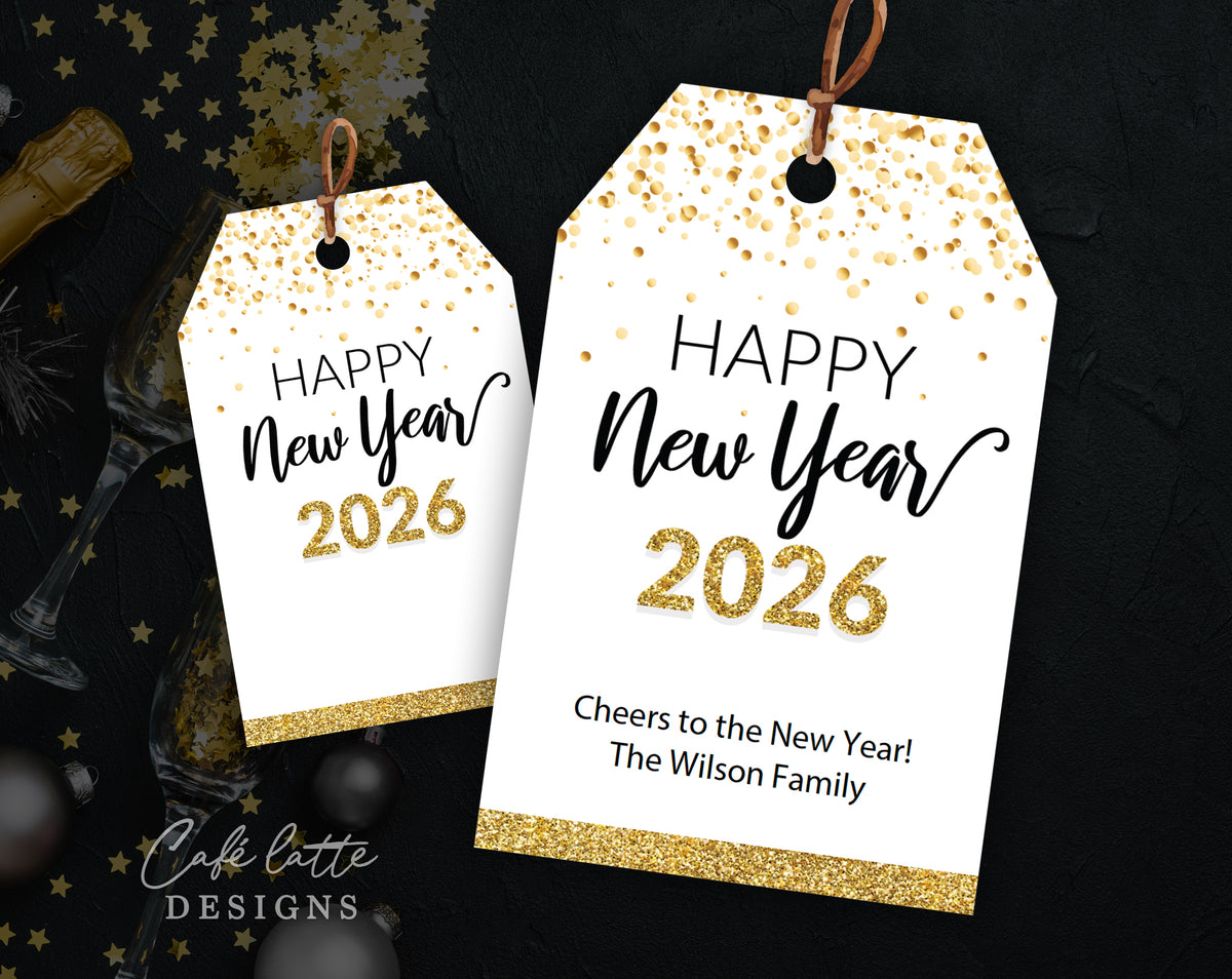 New Years Gift Tags Printable - Happy New Year 2026 Gift Tag Template ...