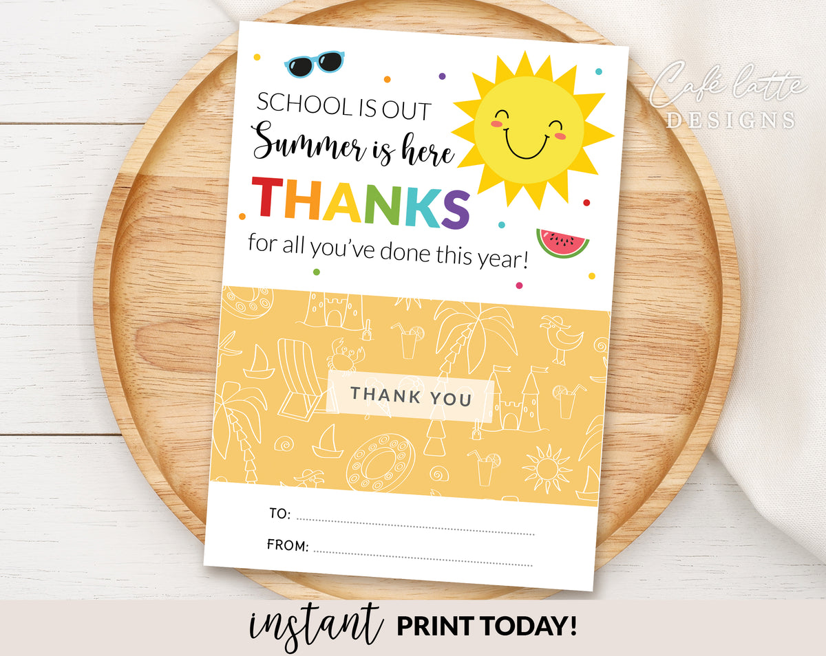 End Of School Gift Card Holder Printable - Teacher Appreciation Gift ...