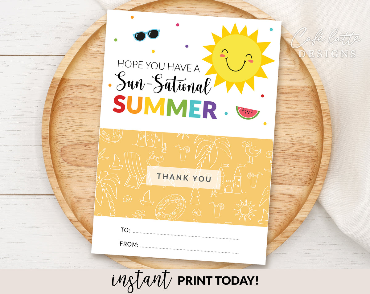 Teacher Appreciation Gift Card Holder Printable - Sun Sational Summer ...