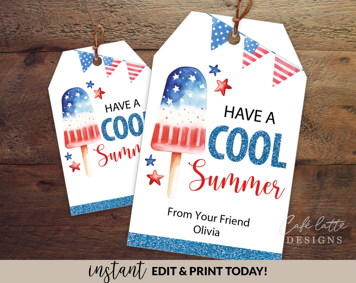 Fourth of July Gift Tags Printable - Cool Summer Popsicle – Café Latte ...