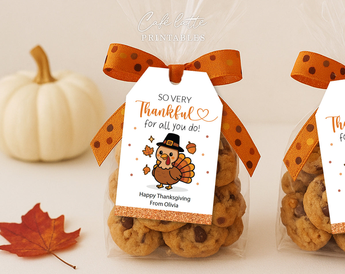 Thanksgiving Gift Tags Printable - Thankful Turkey Gift Tag Template ...