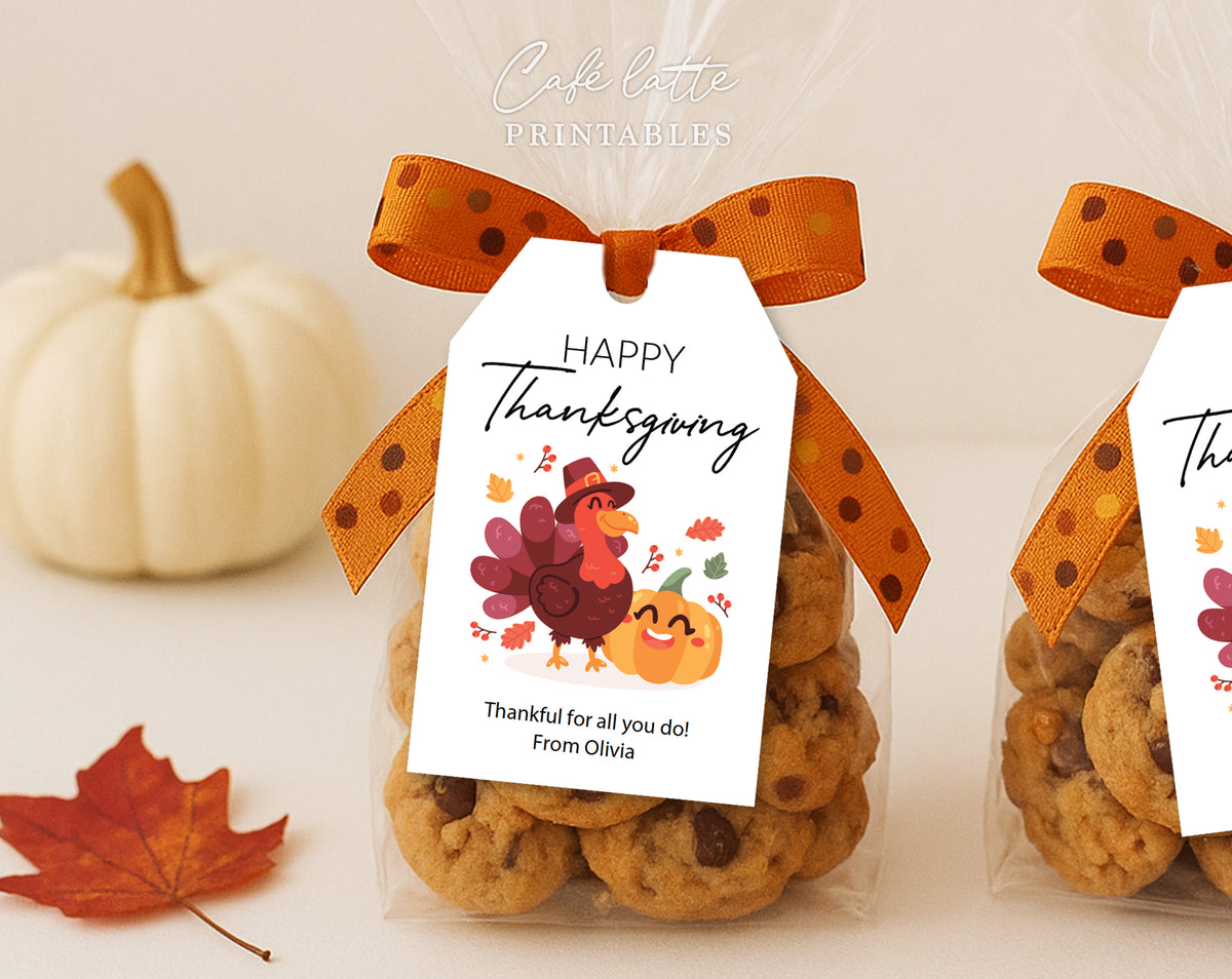 Thanksgiving Gift Tags Printable - Turkey & Pumpkin Gift Tag Template ...