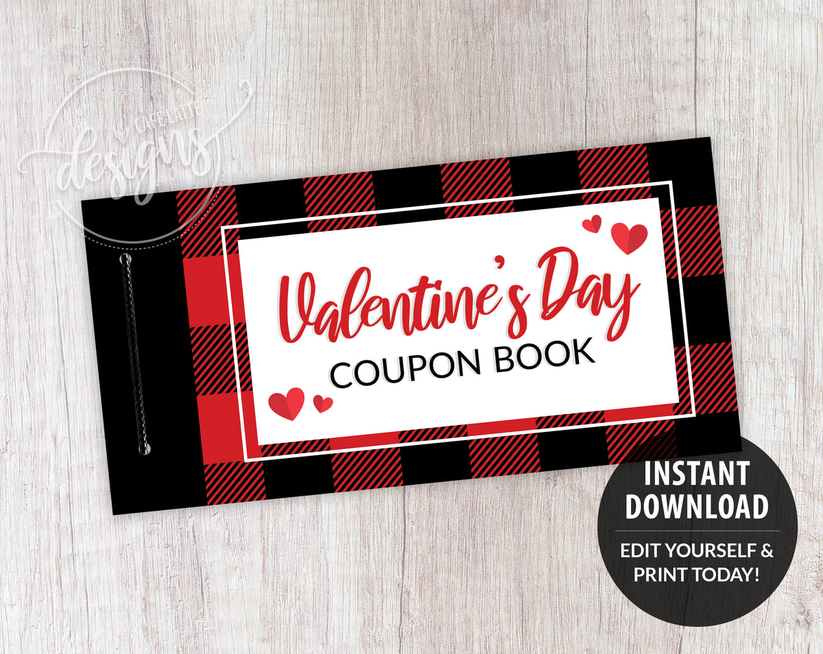 Valentine's Day Coupon Book, Editable Printable Booklet Template ...