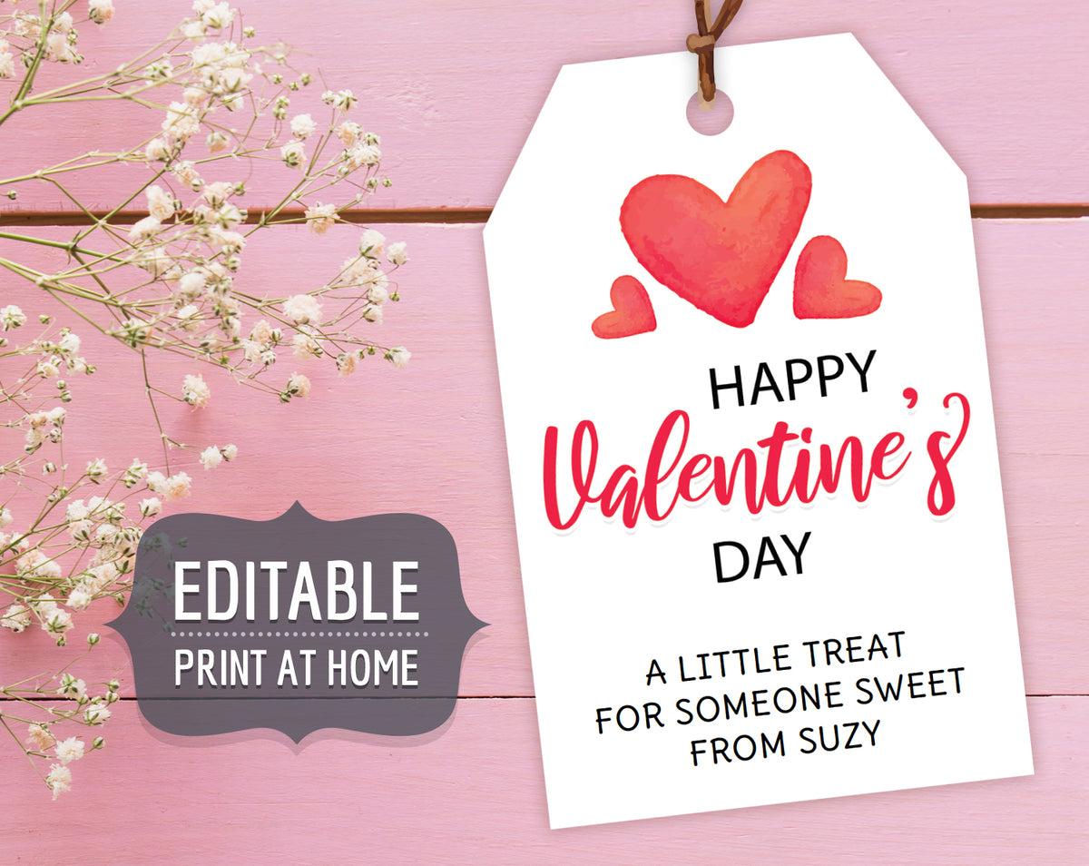 Valentine's Day Gift Tags with Hearts Printable Editable, Instant ...