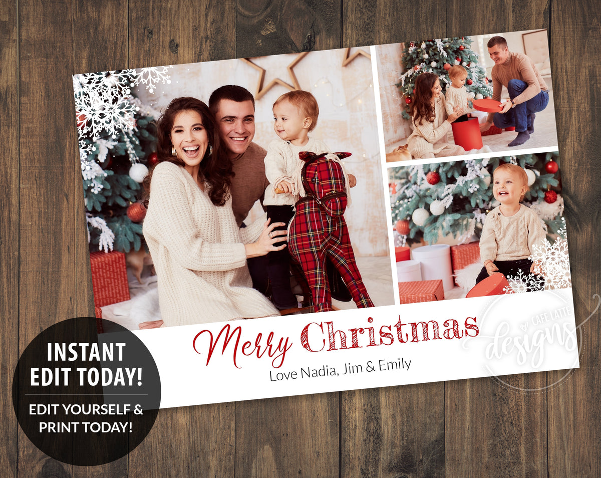 Christmas Digital Photo Card Editable Template – Café Latte Designs