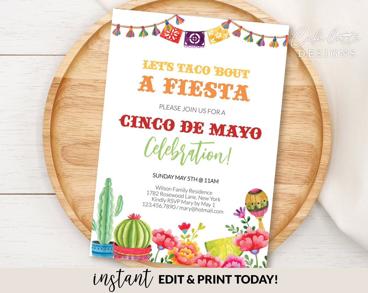 Cinco de Mayo Invitation Digital Template - May 5 Invite – Café Latte ...