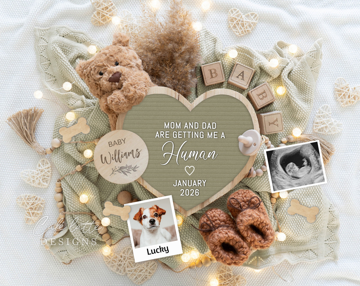 Dog Pregnancy Announcement Digital Editable Template - Getting Me A Hu ...