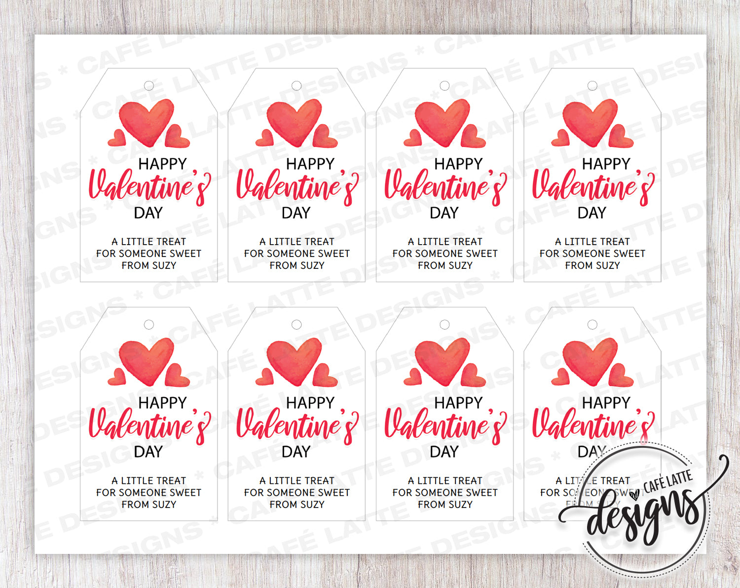 Valentine's Day Gift Tags with Hearts Printable Editable, Instant ...