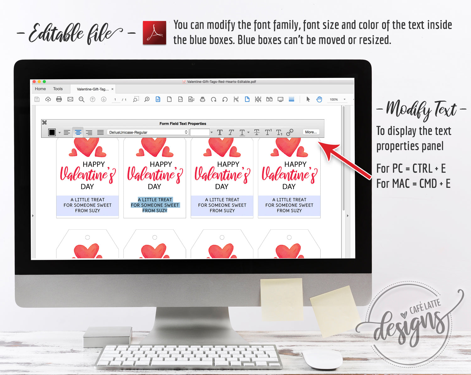 Valentine's Day Gift Tags with Hearts Printable Editable, Instant ...